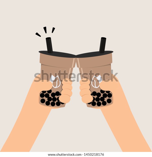 Cheers Bubble Milk Tea Popular Drinking Stock Vector (Royalty Free ...