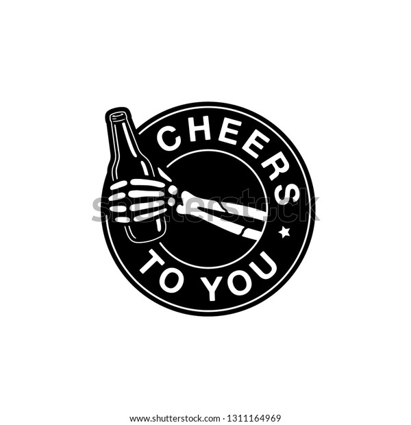 Cheers You Skeleton Hand Beer White Stock Vector (Royalty Free) 1311164969