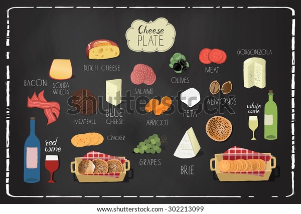 Cheese Board Design Various Appetizers Stock Vector (Royalty Free ...