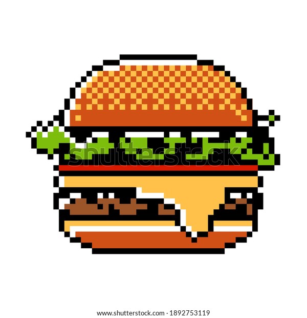 Cheese Burger 8bit Pixel Art Style: เวกเตอร์สต็อก (ปลอดค่าลิขสิทธิ์ ...