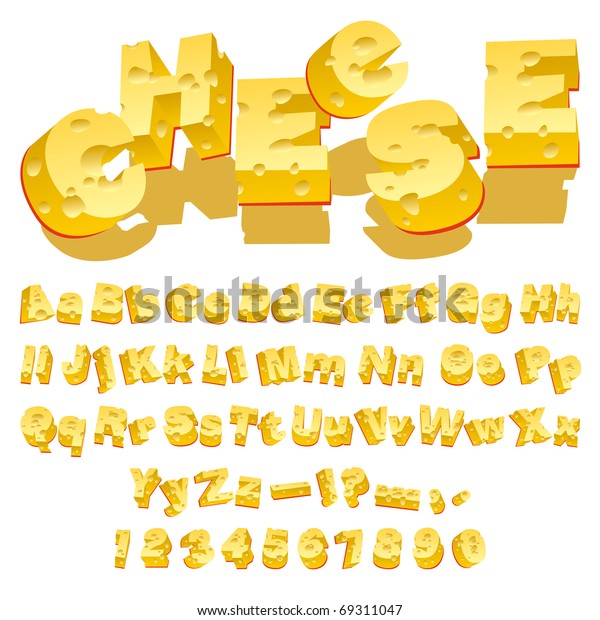 Cheese Decorative Letters Set On White Stock Vector (Royalty Free) 69311047