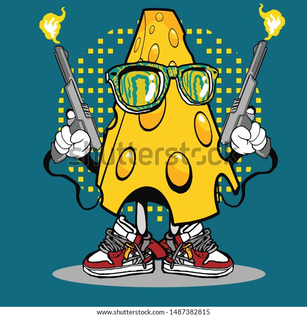 Cheese Face Holding Gunscartoon Vector Isolated Stock Vector (Royalty ...