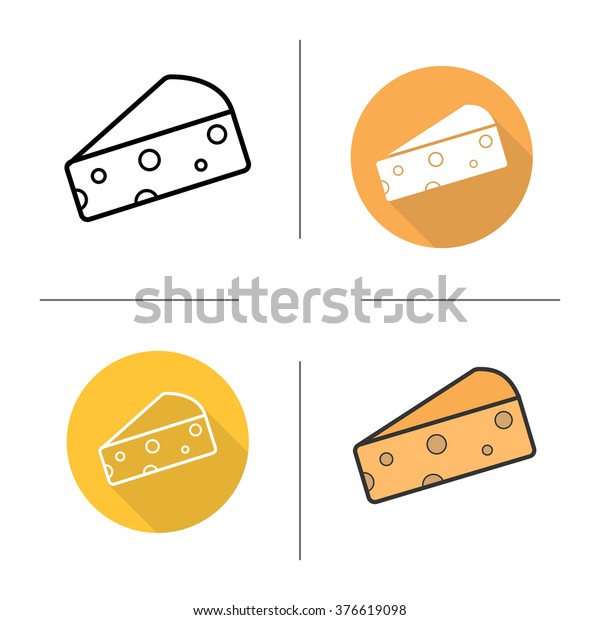 Cheese Flat Design Linear Color Icons Stock Vector (Royalty Free) 376619098