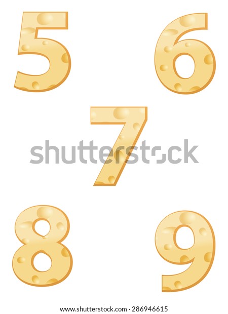 Cheese Number 5 9 On White Stock Vector (Royalty Free) 286946615 ...