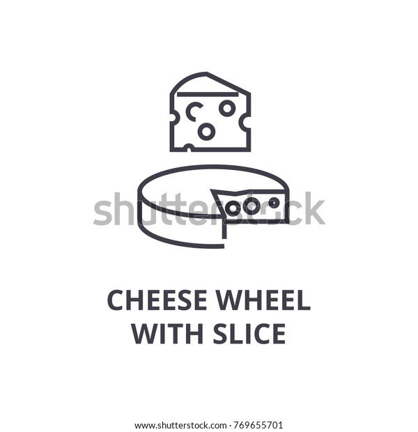 Cheese Wheel Slice Line Icon Outline Stock Vector (Royalty Free ...