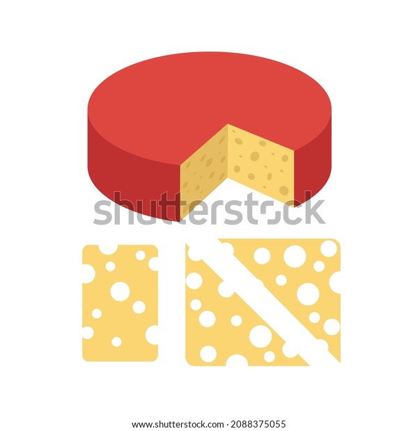 Cheese Wheel Slices Vector Illustration Stock Vector (Royalty Free ...