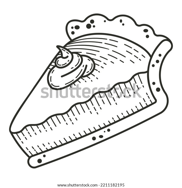 Cheesecake Outline Doodle Vector Illustration Piece Stock Vector ...