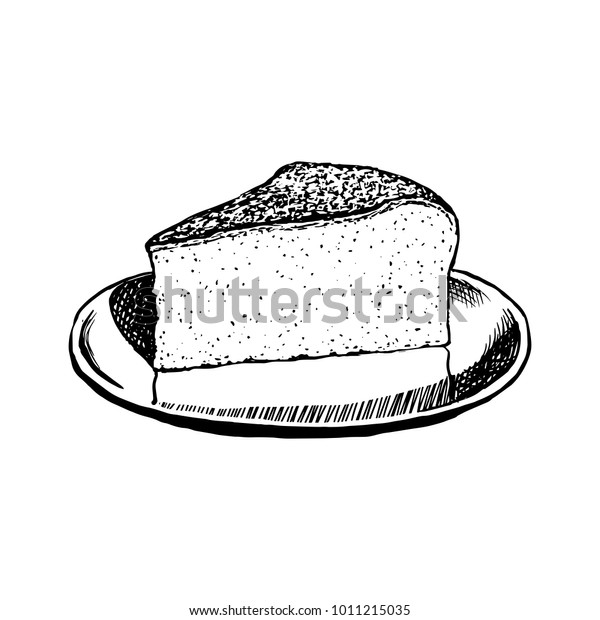 Cheesecake Piece Hand Drawn On Plate Stock Vector (Royalty Free) 1011215035