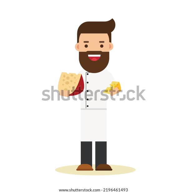 Cheesemaking Male Cheesemaker Apron Man Tray Stock Vector (Royalty Free ...