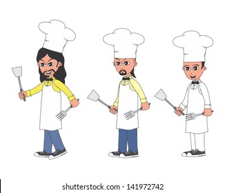Chef Cartoon Comic Set Stock Vector (Royalty Free) 141972742 | Shutterstock