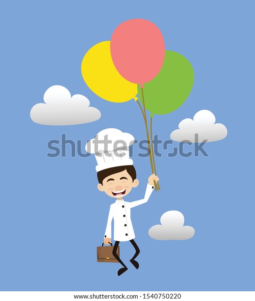 Chef Cartoon Flying Balloons Stock Vector (Royalty Free) 1540750220 ...