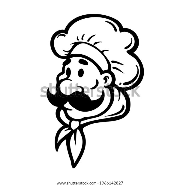 Chef Cartoon Outline Vector Illustration Logo Stock Vector (Royalty ...