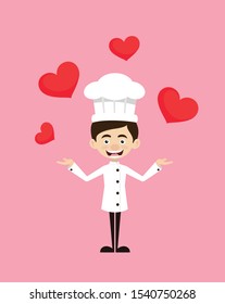 Chef Cartoon Presenting Hearts Stock Vector (Royalty Free) 1540750268