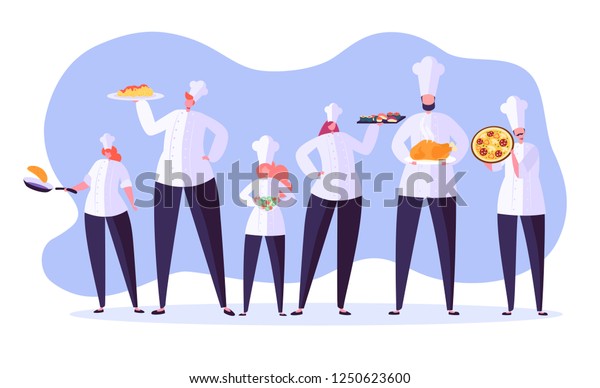 Chef Characters Set Cartoon Chief Cooking Stock Vector (Royalty Free ...