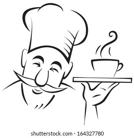 Chef Cook Outline Illustration Stock Vector (Royalty Free) 164327780 ...