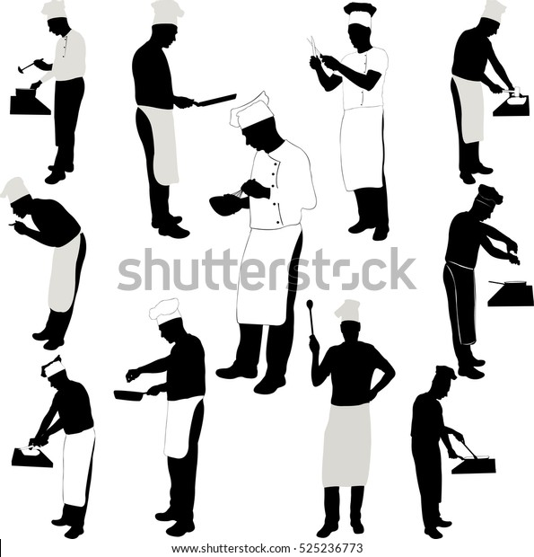 Chef Cook Silhouette Collection Vector: vector de stock (libre de ...
