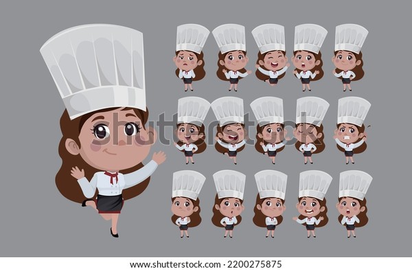 Chef Different Poses Vector Stock Vector (Royalty Free) 2200275875 ...