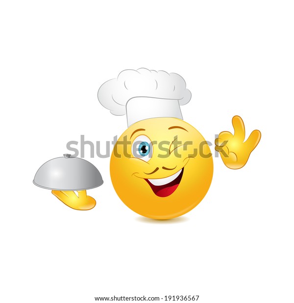 Chef Emoticon Cook On White Background Stok Vektör (Telifsiz) 191936567