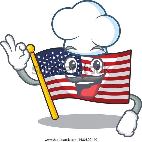 Chef Flag America Mascot Shape Stock Vector (Royalty Free) 1482807440 ...