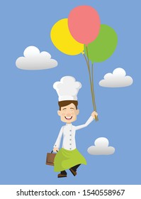 Chef Flying Balloons Stock Vector (Royalty Free) 1540558967 | Shutterstock
