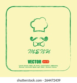 「Chef Hat Big Mustache Menu Card」のベクター画像素材（ロイヤリティフリー） 264472439 ...