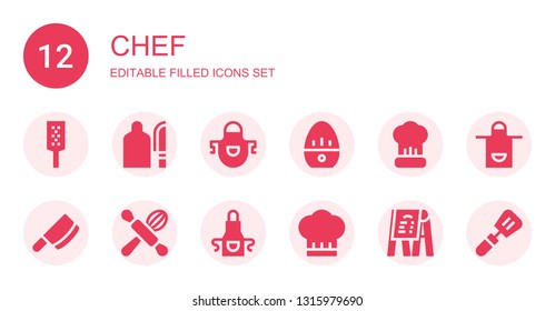 Chef Icon Set Collection 12 Filled Stock Vector (Royalty Free ...