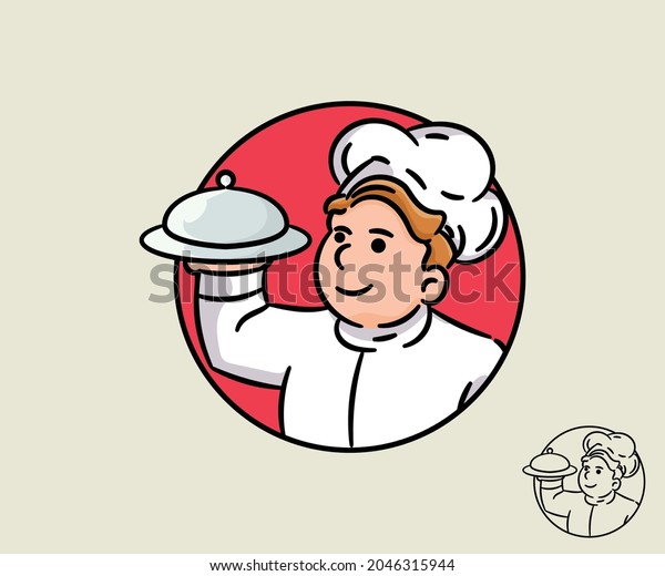 Chef Logo Mascot Right Hand Holding Stock Vector (Royalty Free) 2046315944