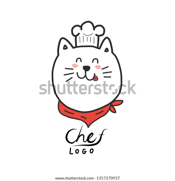 Chef Logocartoon Hand Drawcute Cat Mascot Stock Vector (Royalty Free ...