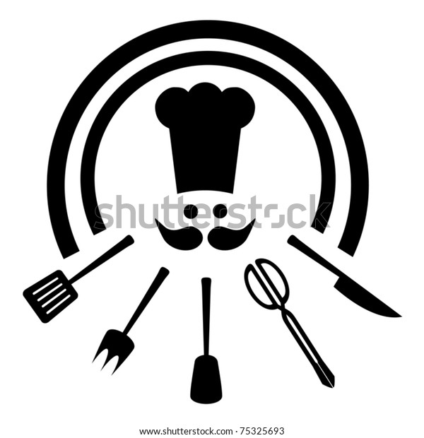 Chef Many Tools Cooking Design Stock Vector (Royalty Free) 75325693