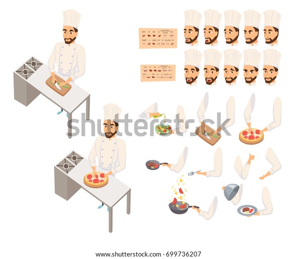 Chef Restaurant Cooking Character Creation Animation Stock Vector ...