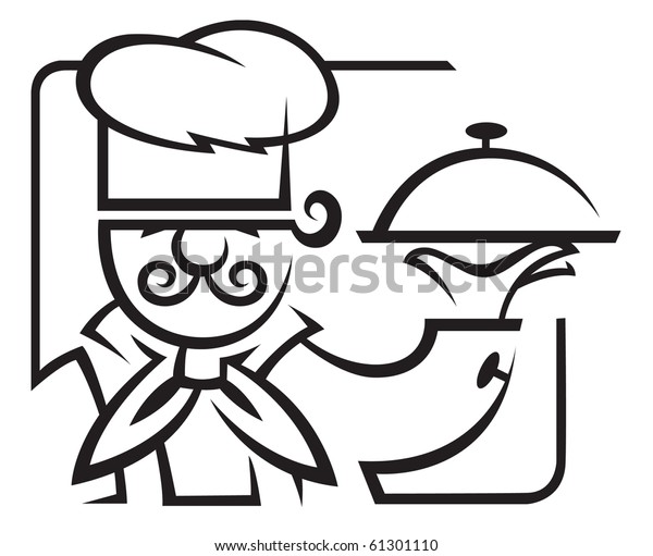 Chef Tray Food Hand Stock Vector (Royalty Free) 61301110 | Shutterstock