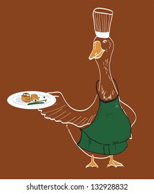 Chefgoose On Bicycle Pizza Baguette Stock Vector (Royalty Free) 142869013
