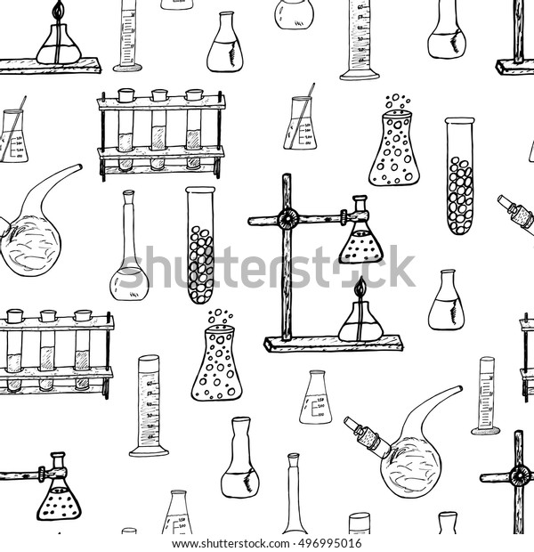 Chemical Equipment Hand Drawn Pattern Freehand Stock Vector (Royalty ...