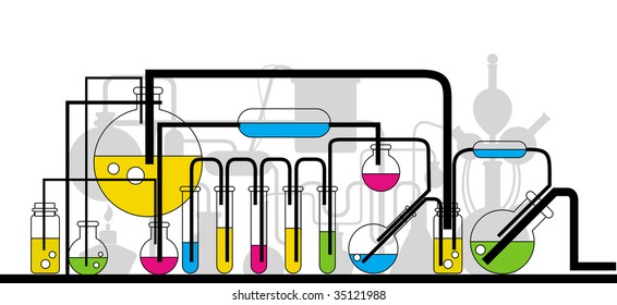 Science Chemistry Experiment Banner Outline Illustration Stock Vector ...