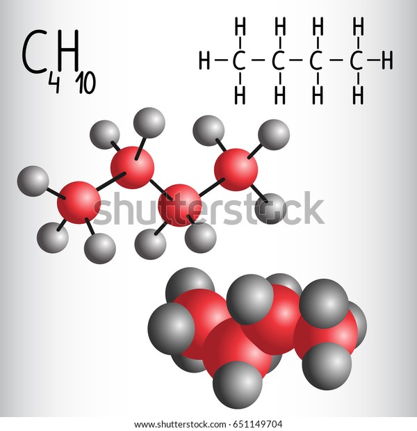 Chemical Formula Molecule Model Butane C4h10 Stock Vector (Royalty Free ...