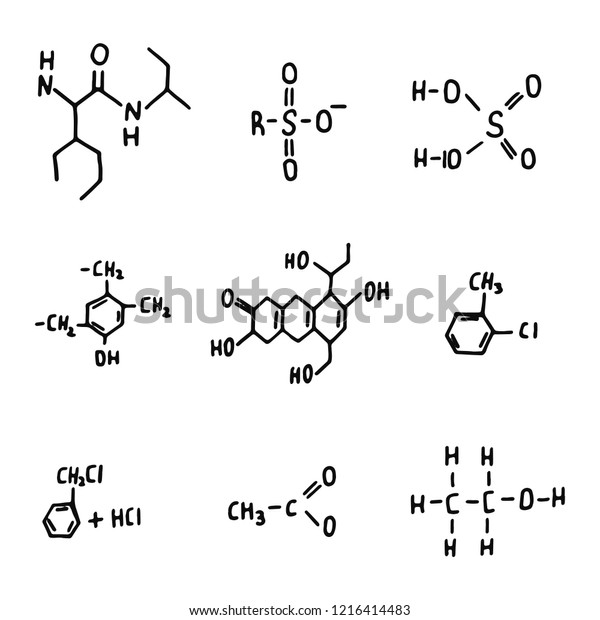Chemical Formulas Complex Icons Set Isolated Stock Vector (Royalty Free ...
