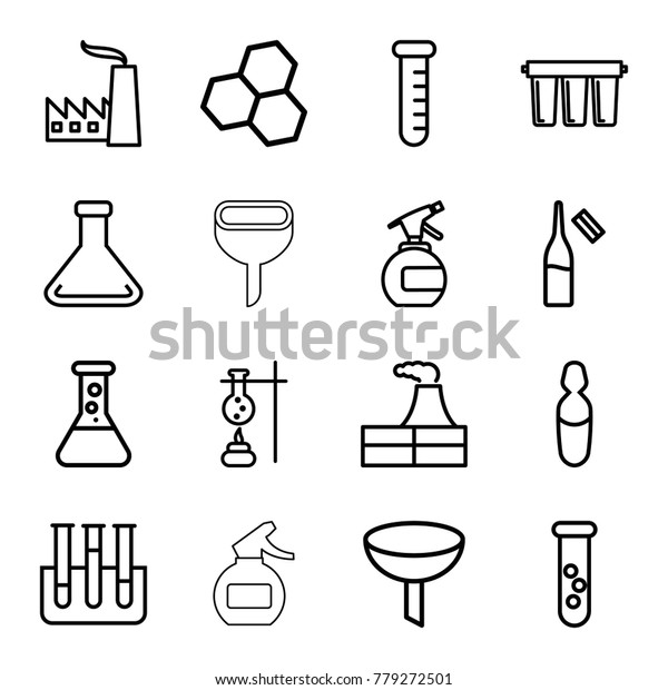 Chemical Icons Set 16 Editable Outline Stock Vector (Royalty Free ...