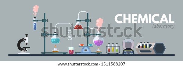 Chemical Lab Equipment Flat Vector Illustration Stock Vector (Royalty ...