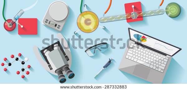 Chemical Laboratory Desk Flat Illustration Stock Vector (Royalty Free ...