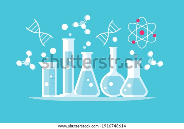 Chemical Laboratory Glassware Composition Science Symbols Stock Vector ...
