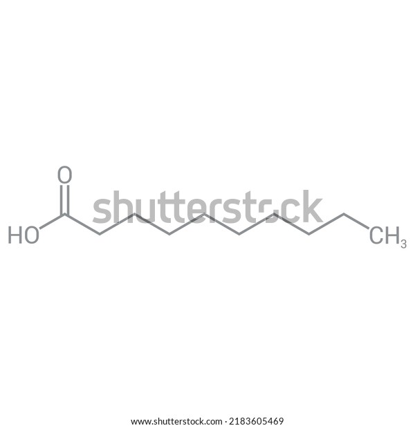 estructura química del ácido caprico (C10H20O2): vector de stock (libre ...