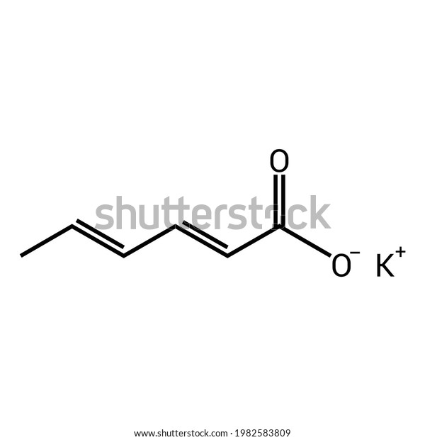 Chemical Structure Potassium Sorbate C6h7ko2 Stock Vector (Royalty Free ...