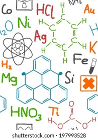 Chemistry Doodle Background Texture Sketchy Seamless Stock Vector ...