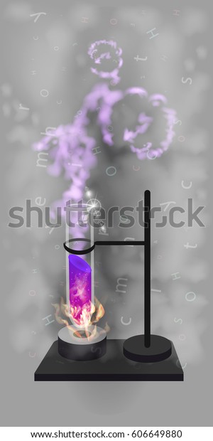 Chemistry Flasks Fire Concept Education Illustration Stock Vector ...