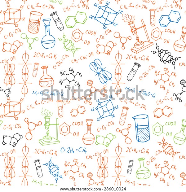 Chemistry Hand Drawn Doodles Background Science Stock Vector (Royalty ...