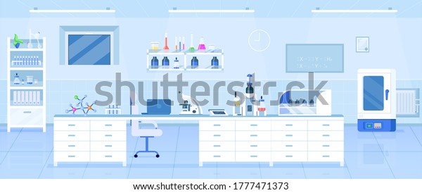 Ilustración vectorial de color plano de laboratorio de química ...