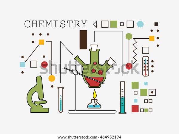 Chemistry Line Flat Vector Illustration On Stock Vector (Royalty Free ...