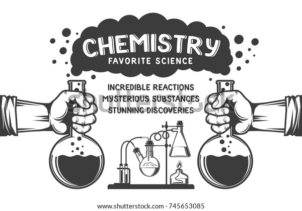 Chemistry Retro Poster Hands Flasks Smoke Stock Vector (Royalty Free ...