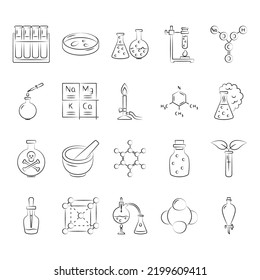 Chemistry Science Icon Set Hand Drawn Stock Vector (Royalty Free ...