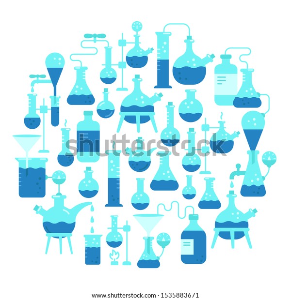 Chemistry Science Round Background Flask Test Stock Vector (Royalty ...